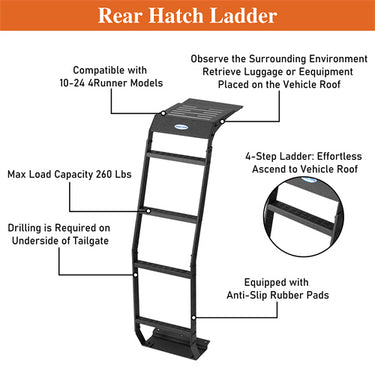 2010-2024 Toyota 4Runner Rear Hatch Ladder Toyota 4Runner Accessories ...