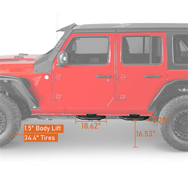 Side Hoop Steps Kit Jeep Wrangler Parts For 2018-2024 Jeep Wrangler JL ...