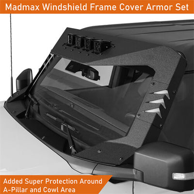 2021-2024 Ford Bronco Madmax Windshield Frame Sun Visor Cowl w/4 LED L ...