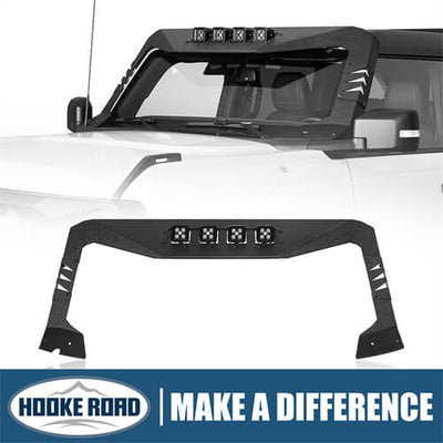 2021-2024 Ford Bronco Madmax Windshield Frame Sun Visor Cowl w/4 LED L ...