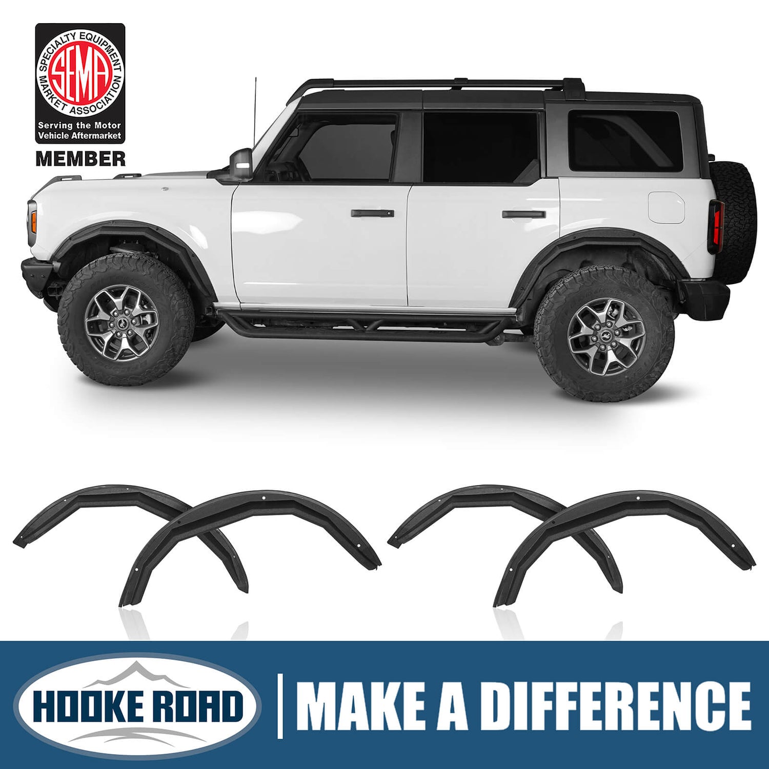 2021-2024 Ford Bronco Razor Armor Front & Rear Fender Flares Kit - Hoo ...