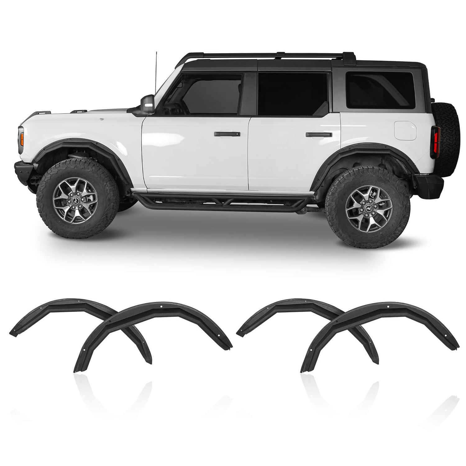 2021-2024 Ford Bronco Razor Armor Front & Rear Fender Flares Kit - Hoo ...