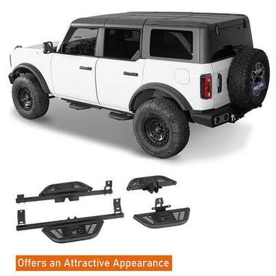 Ford Bronco Side Steps Wheel-To-Wheel Running Boards Side Hoop Steps ...