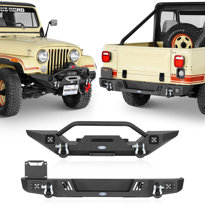 1976-1986 Jeep CJ Front & Rear Bumper w/ LED Lights- Hooke Road – Hooke ...