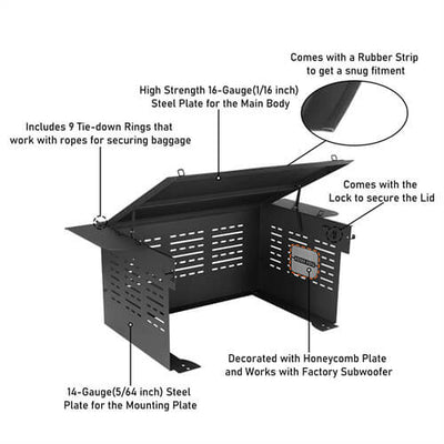 Security Deck Enclosure Trunk Luggage Storage For 21-26 Ford Bronco 4x4 ...