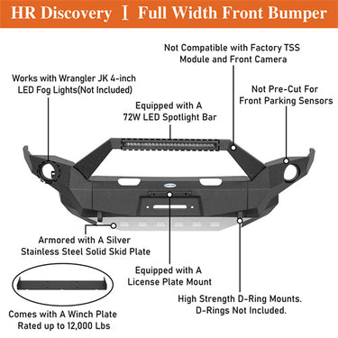 2014-2024 Toyota 4Runner Full Width Front Bumper w/ Winch Plate & LED ...