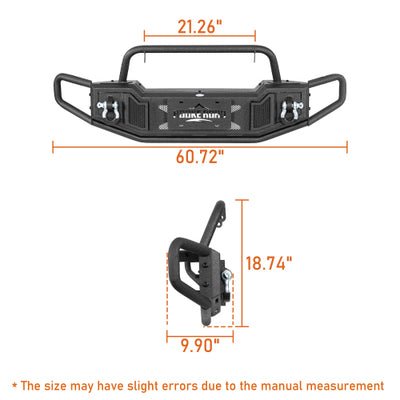 JK Tubular Front Bumper w/ Winch Plate for 2007-2018 Jeep Wrangler JK ...