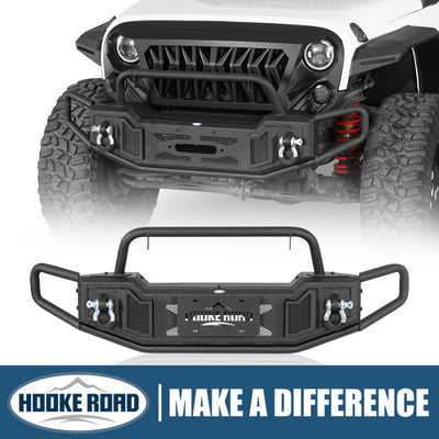 JK Tubular Front Bumper w/ Winch Plate for 2007-2018 Jeep Wrangler JK ...