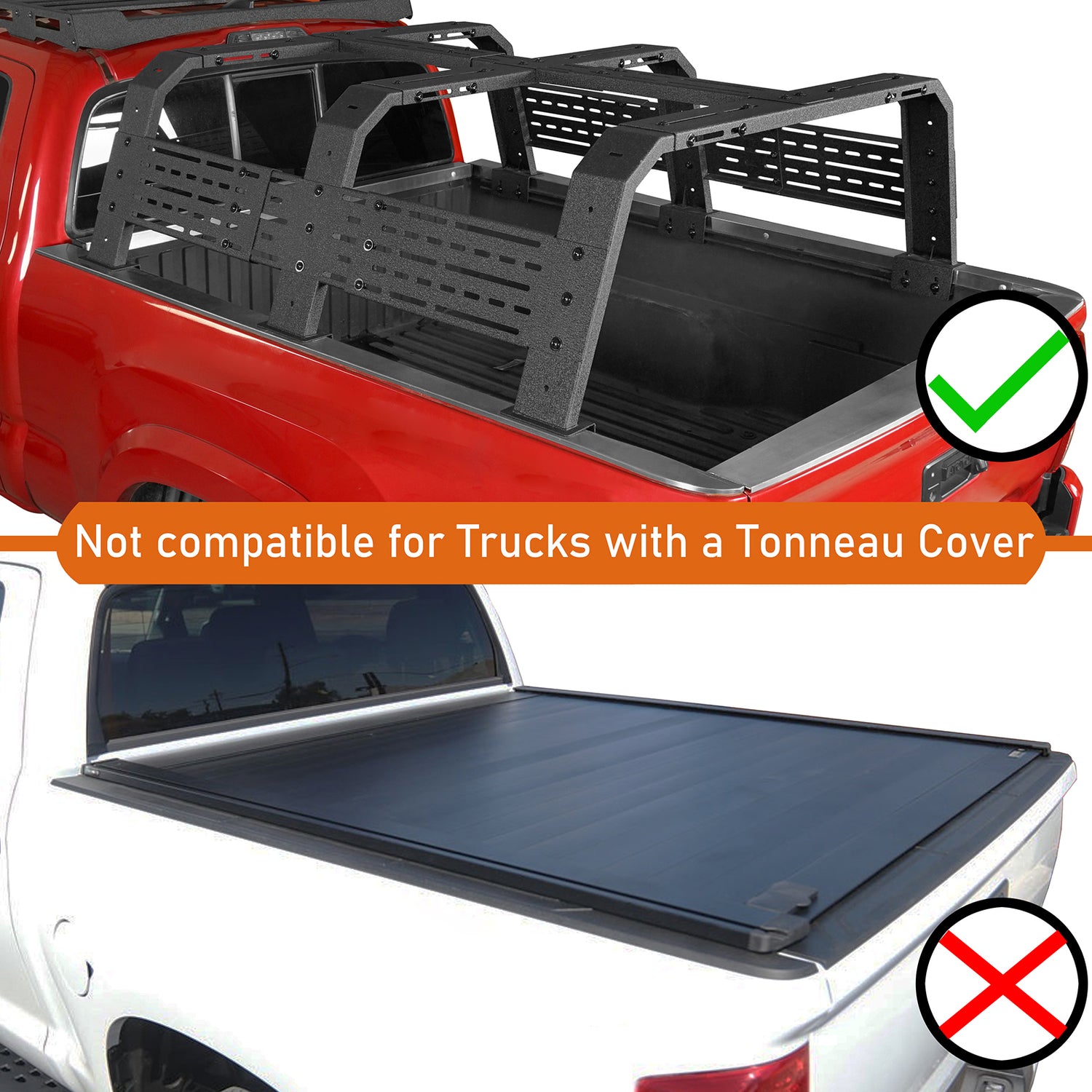 18.8" High Overland Bed Rack Fits Toyota Tacoma & Tundra 6' Bed - Hook ...