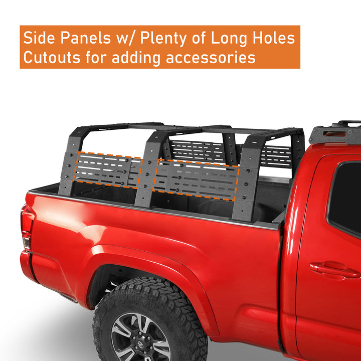 18.8" High Overland Bed Rack Fits Toyota Tacoma & Tundra 6' Bed - Hook ...