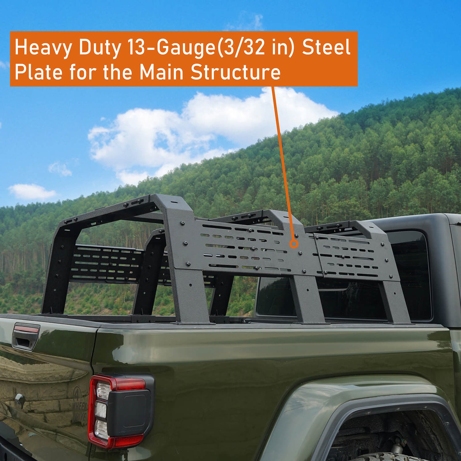 18.8" High Overland Bed Rack Fits Jeep Gladiator JT & Tacoma - Hooke ...
