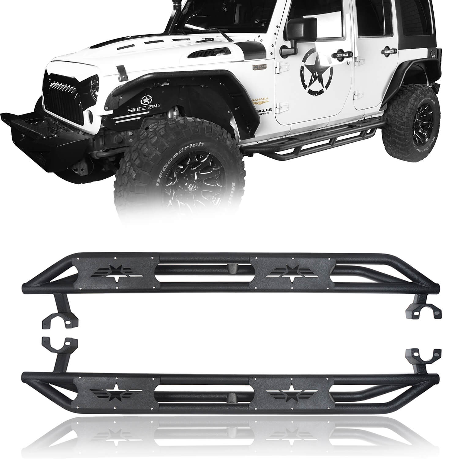 HookeRoad Jeep JK Side Steps 4 Door Running Boards for 2007-2018 Jeep ...
