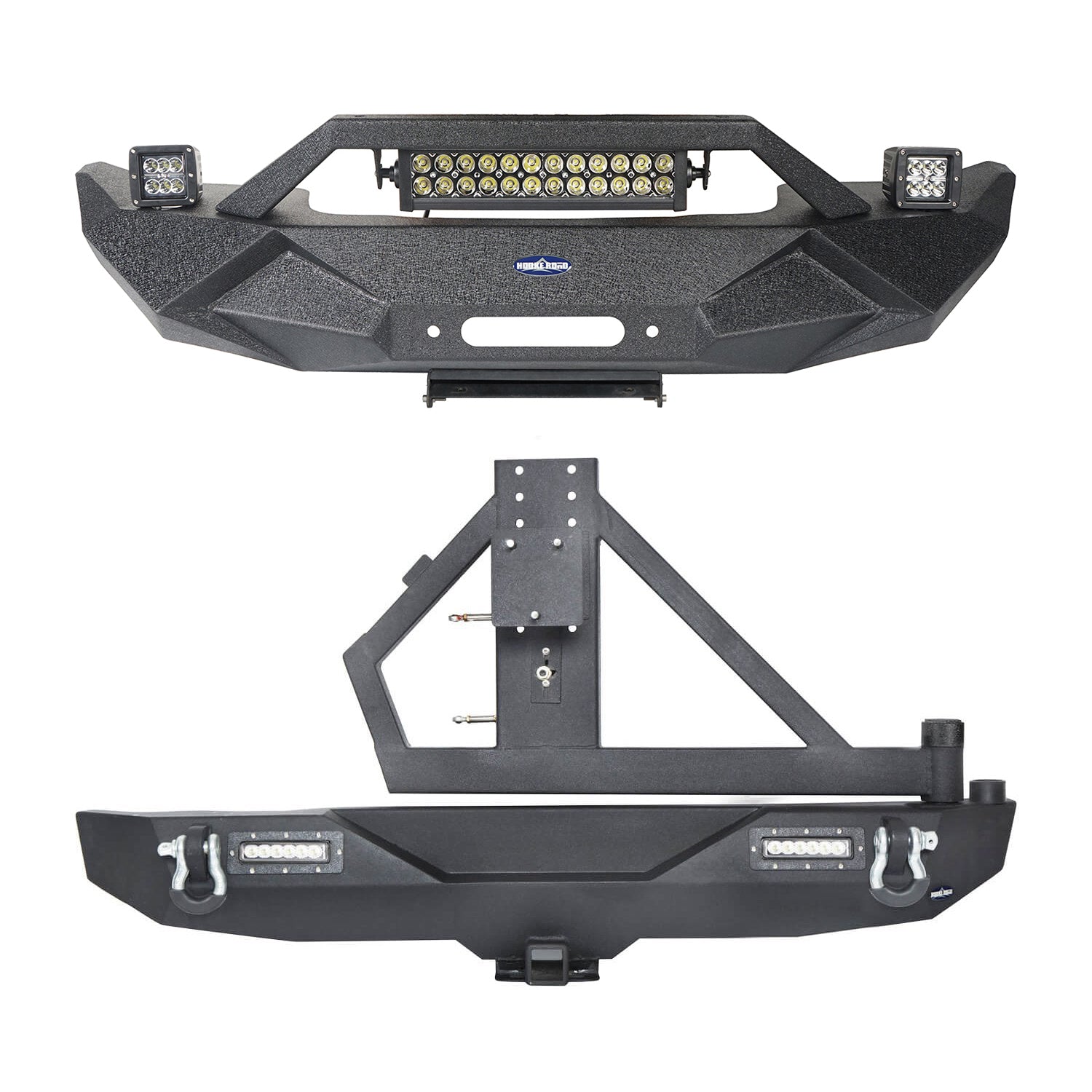 HookeRoad Blade Front Bumper w/ 60W Work Light Bar & Different Trail ...
