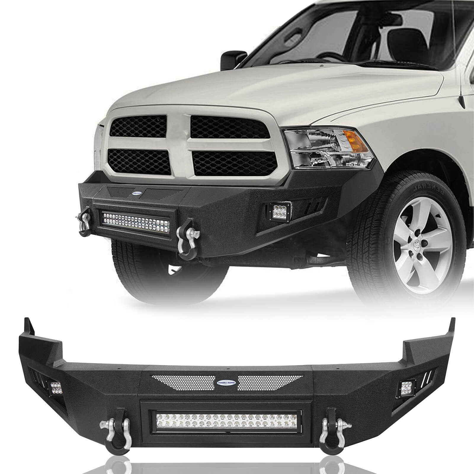 Dodge Ram 1500 aftermarket Front Bumper with LED light bar - Hooke Road ...