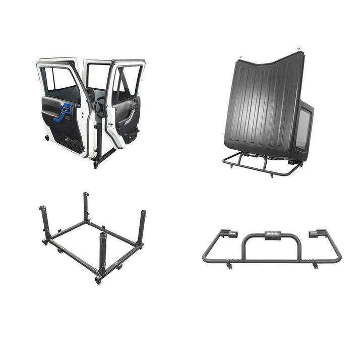 HookeRoad Jeep JK Door Storage HardTop Carrier Storage Cart Combo for ...