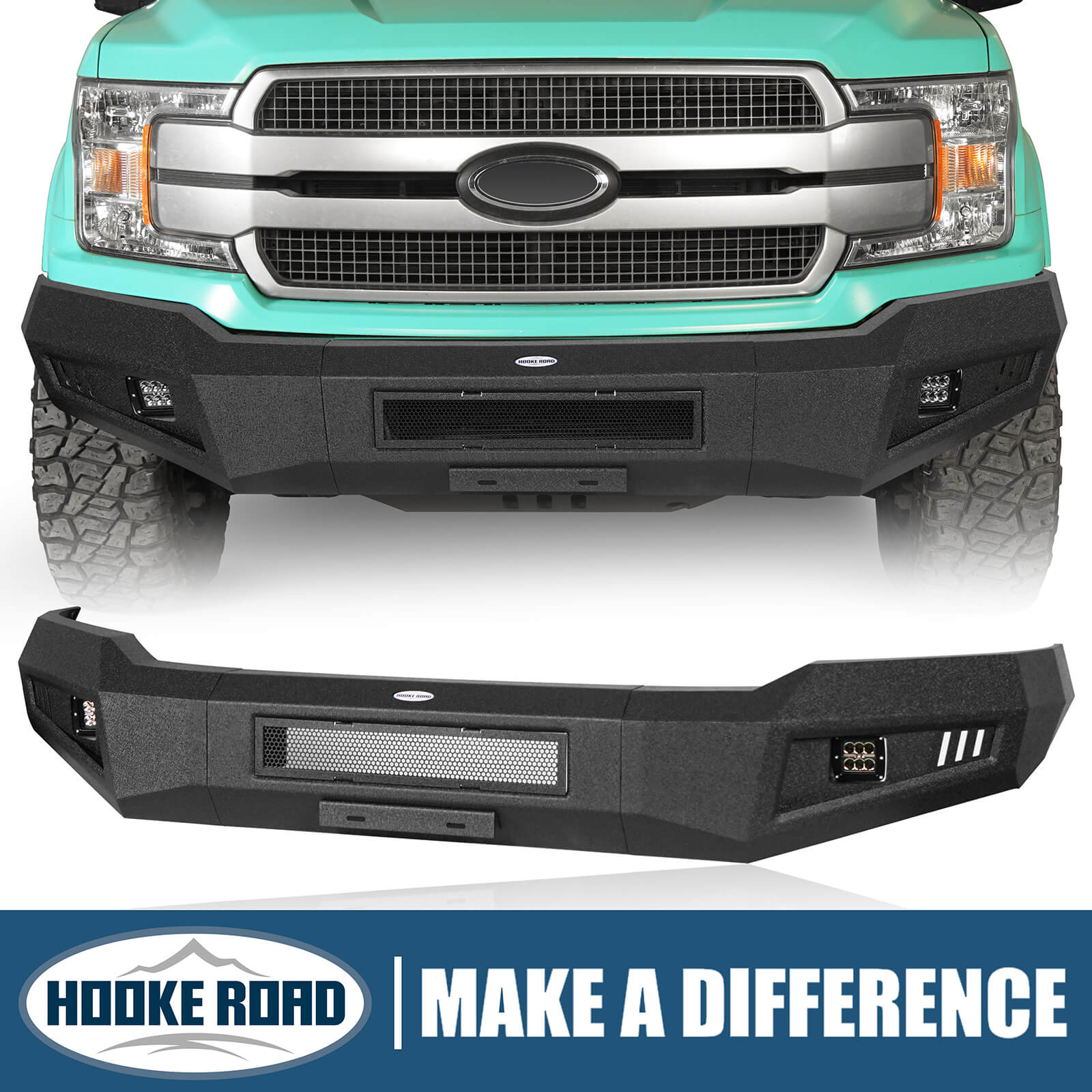 Ford HR Ⅱ Front Bumper w/ LED Spotlights (18-20 Ford F-150 (Excluding ...