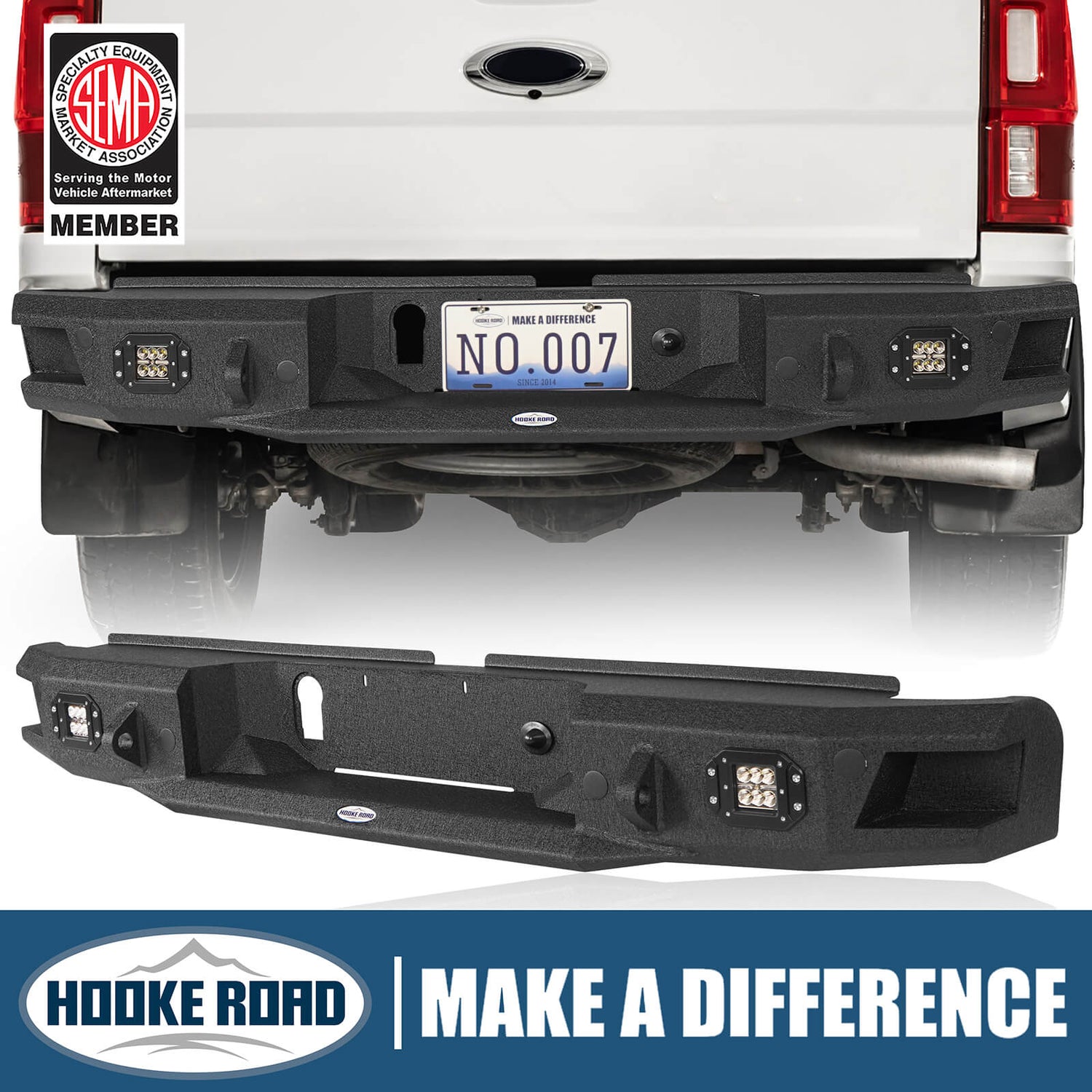 Ford 19-23 Ranger Discovery Rear Steel Bumper w/ LED Floodlights - Hoo ...