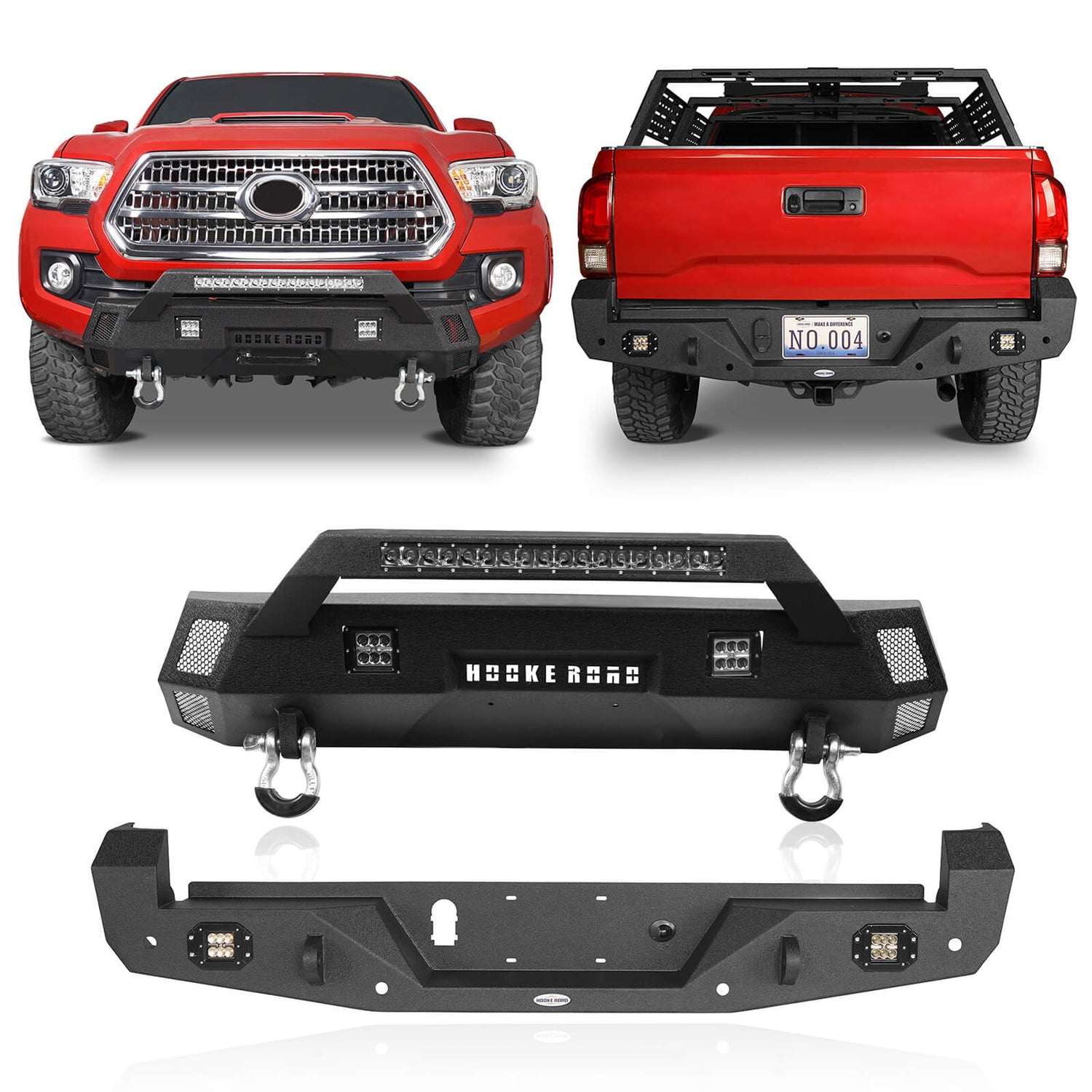 HookeRoad Tacoma Front & Rear Bumpers Combo for 2016-2023 Toyota Tacoma ...