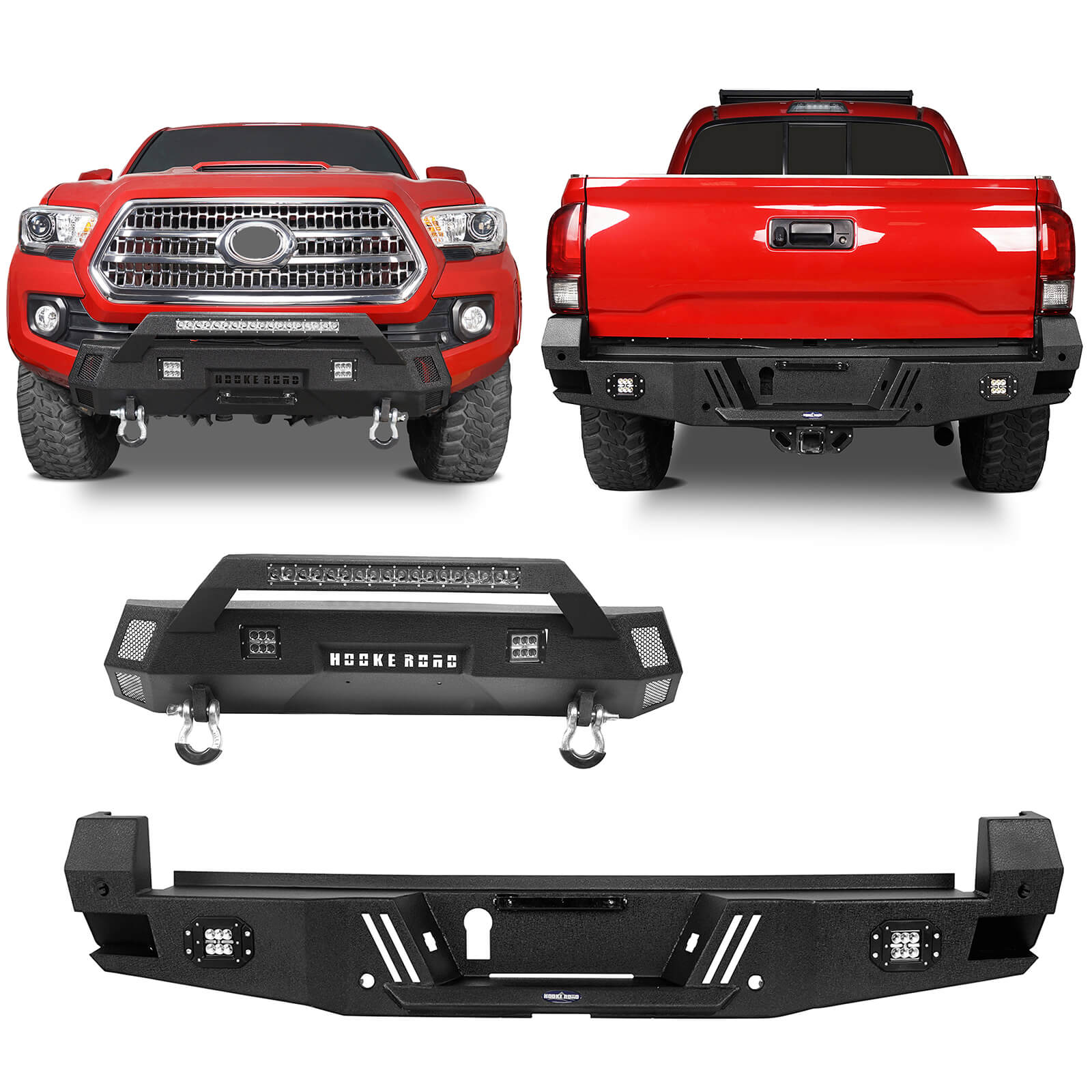 HookeRoad Tacoma Front & Rear Bumpers Combo for 2016-2023 Toyota Tacoma ...