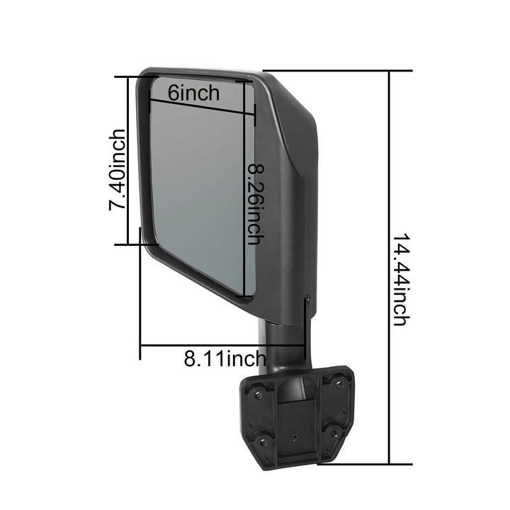 HookeRoad Half Door Side Mirrors for 1997-2024 Jeep Wrangler TJ JK JL ...