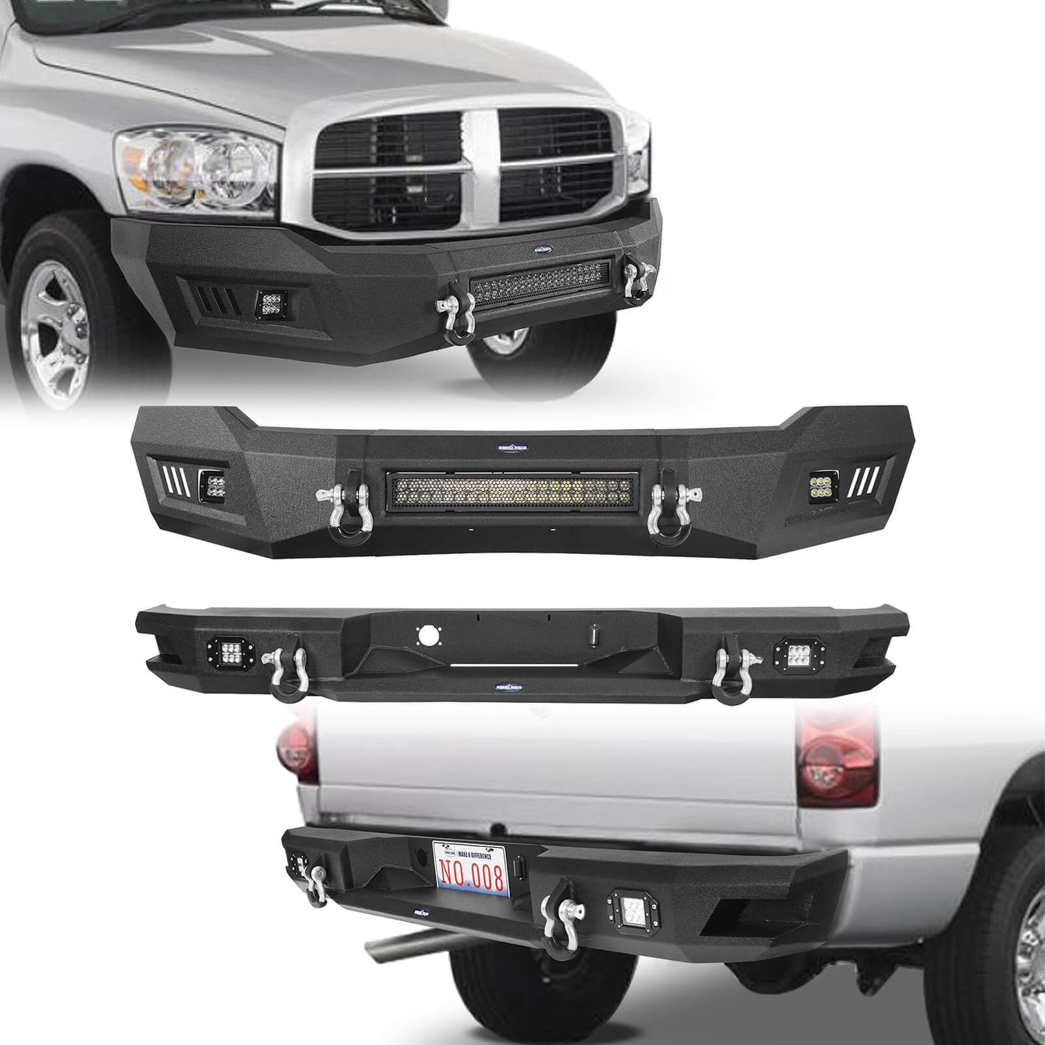 HookeRoad Ram 1500 Front & Rear Bumper for 2006-2008 Ram 1500 – Hooke ...