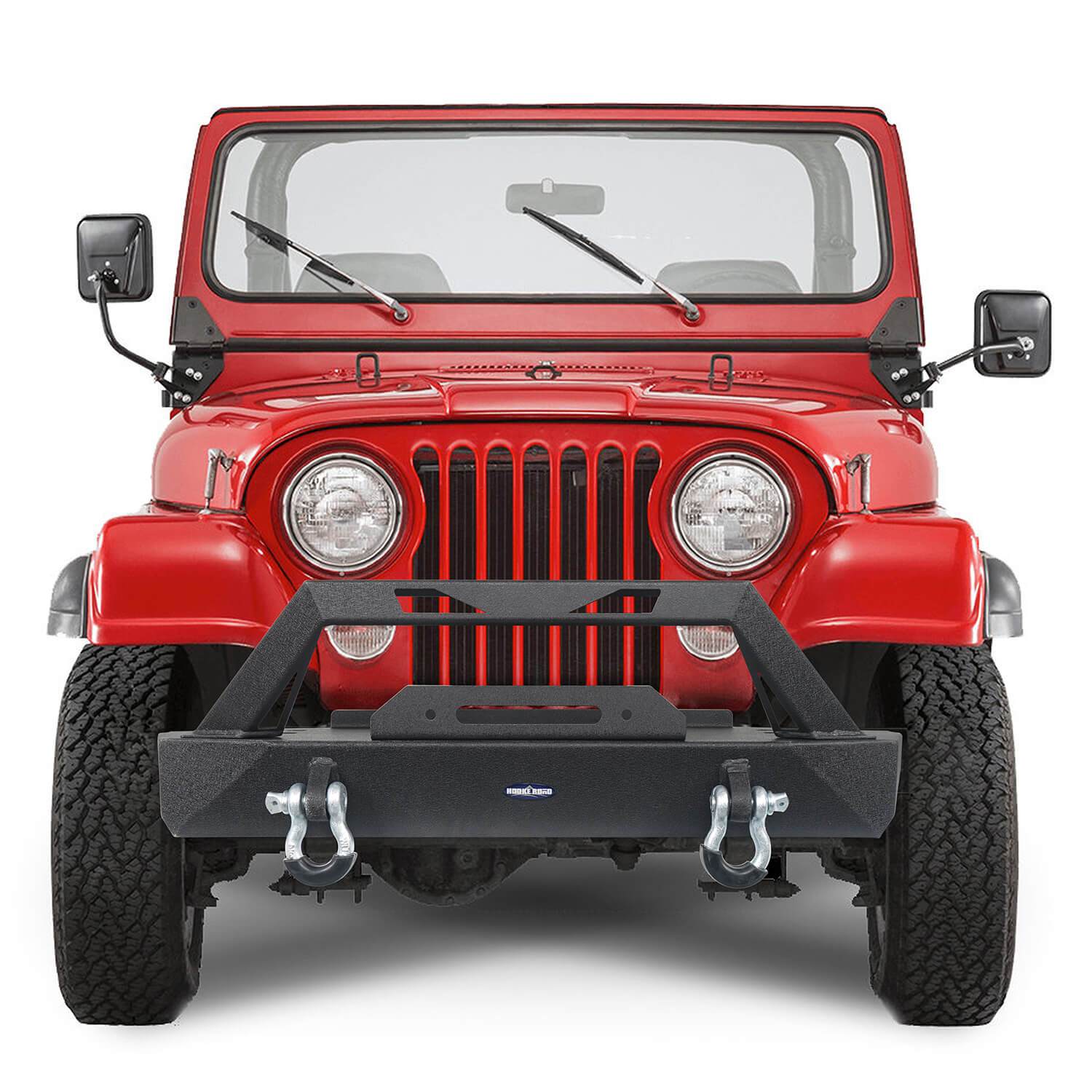 HookeRoad Jeep CJ Stubby Front Bumper w/Winch Plate for 1976-1986 Jeep ...