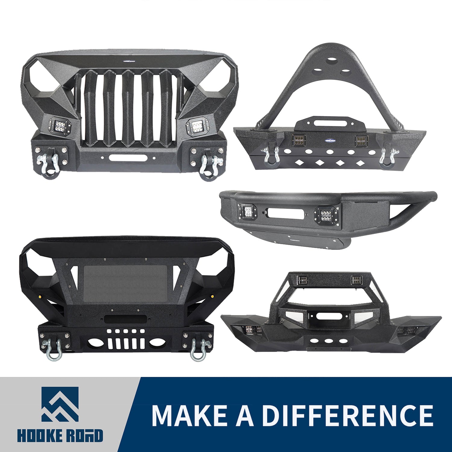 Hooke Road Offroad Aftermarket Front Bumpers For 2007-2018 Jeep Wrangl ...