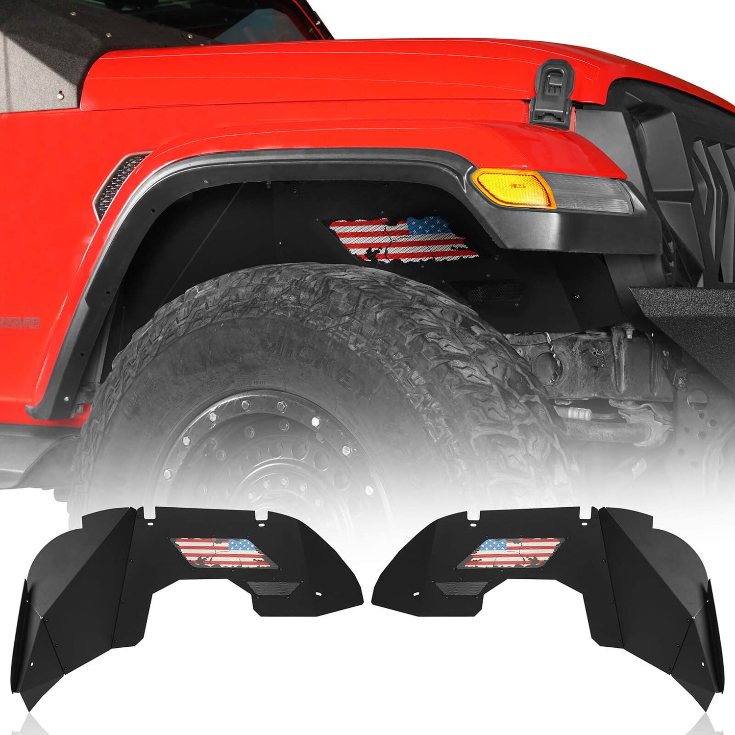 Jeep JL & JT Distressed National Flag Front Inner Fender Liners(18-24 ...