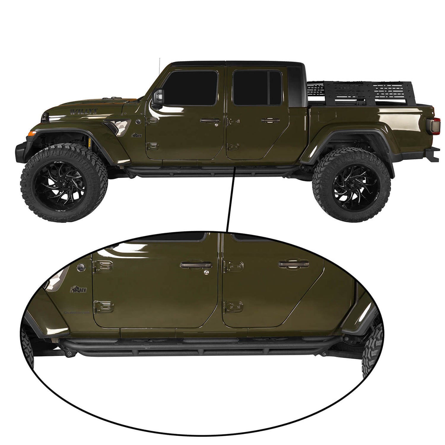 Side Step Tubular Running Boards(20-26 Jeep Gladiator JT) - Hooke Road ...